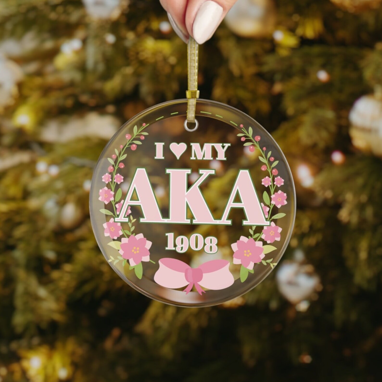 AKA 1908 Glass Christmas Ornament, Alpha Kappa Alpha, I Love My AKA ...