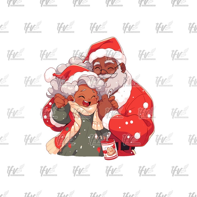 Black Santa Clauses Clipart, Christmas PNG, Black Santa Vector Art ...