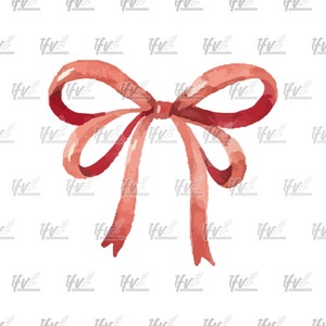 Christmas Clipart, Red Bow Watercolor Vector, Christmas Clip Art ...