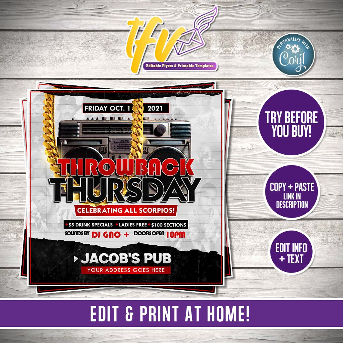 Digital Invitation Throwback Thursday Flyer 90s Hip Hop - Etsy