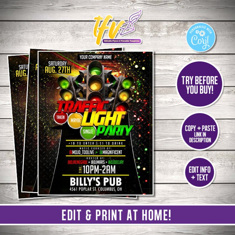 Traffic Light Party Invitation, Traffic Light Birthday Party Invitation ...