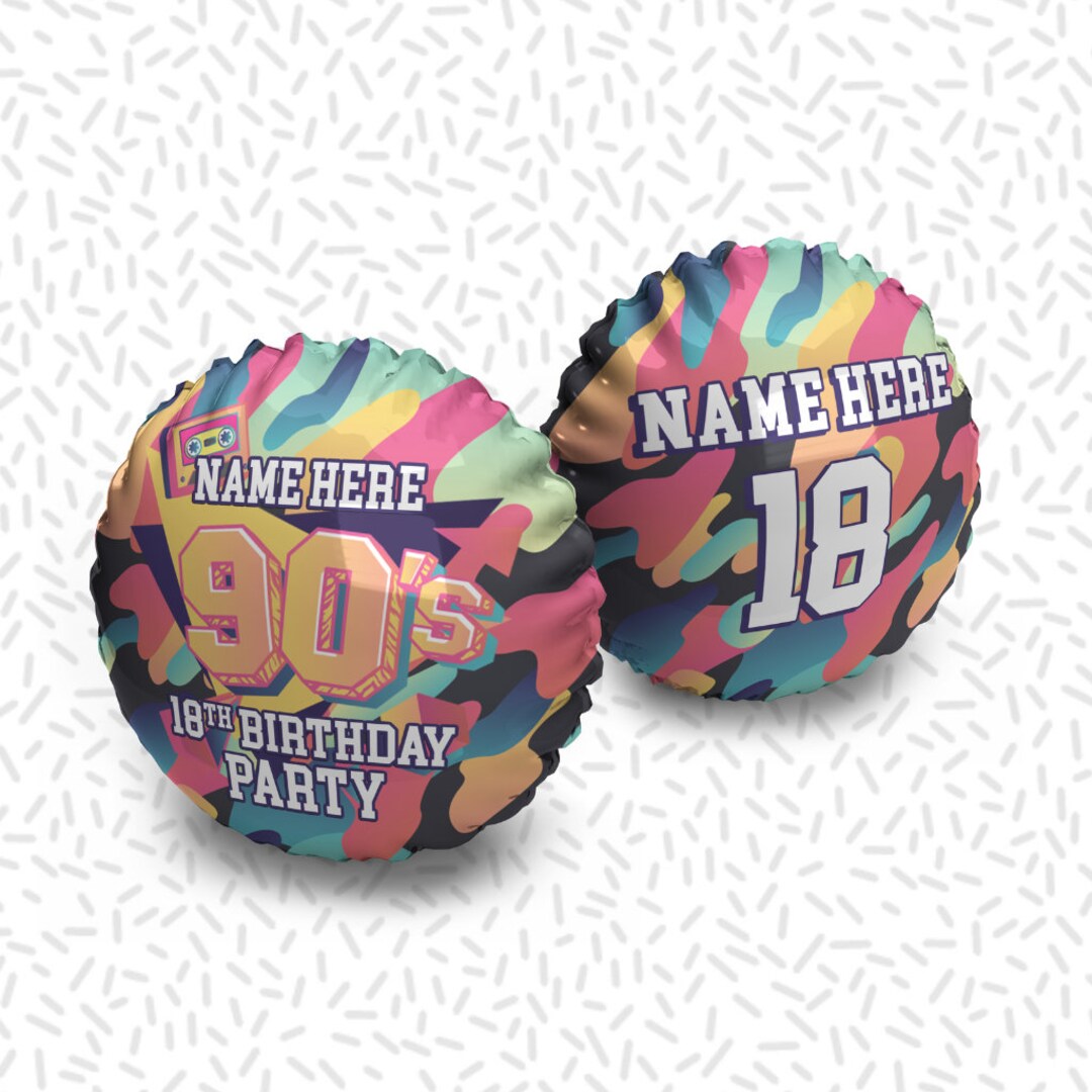 Personalized Birthday Party Balloon, 90s Theme, Vintage Colorful Liquid ...