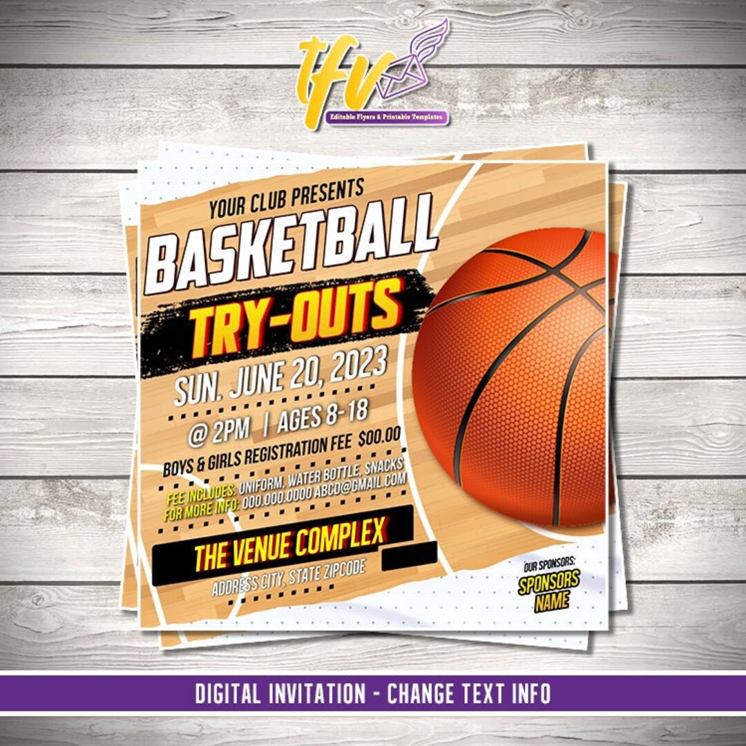 Basketball Tryout Flyer, Try Out Flyer, Basketball Try Out Flyer ...