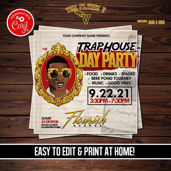 Trap Party Logo Multicolor Colorful Trap Party Premium Flyer Template
