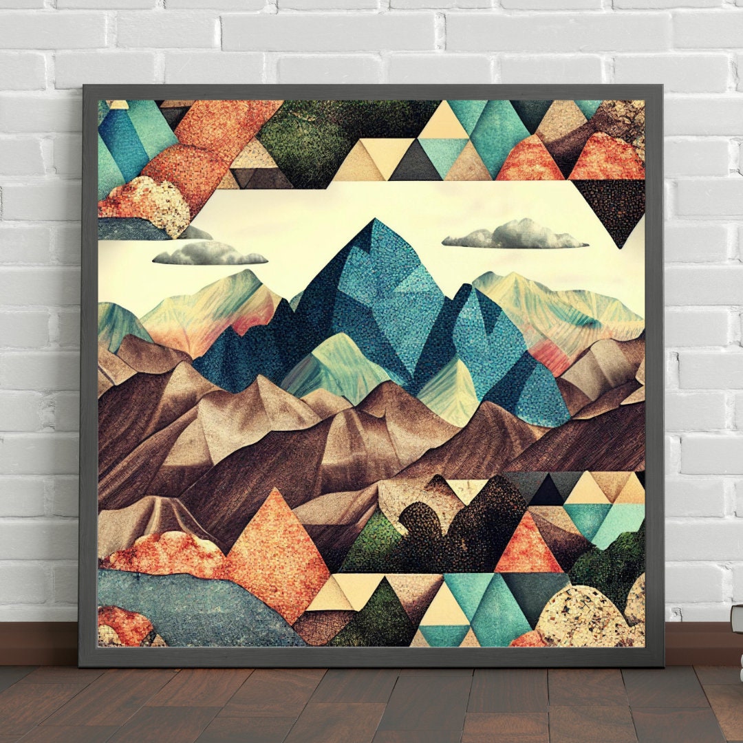 Mountain Art, Colorful Mountain, Vintage Mountain, Mountain Quilt ...