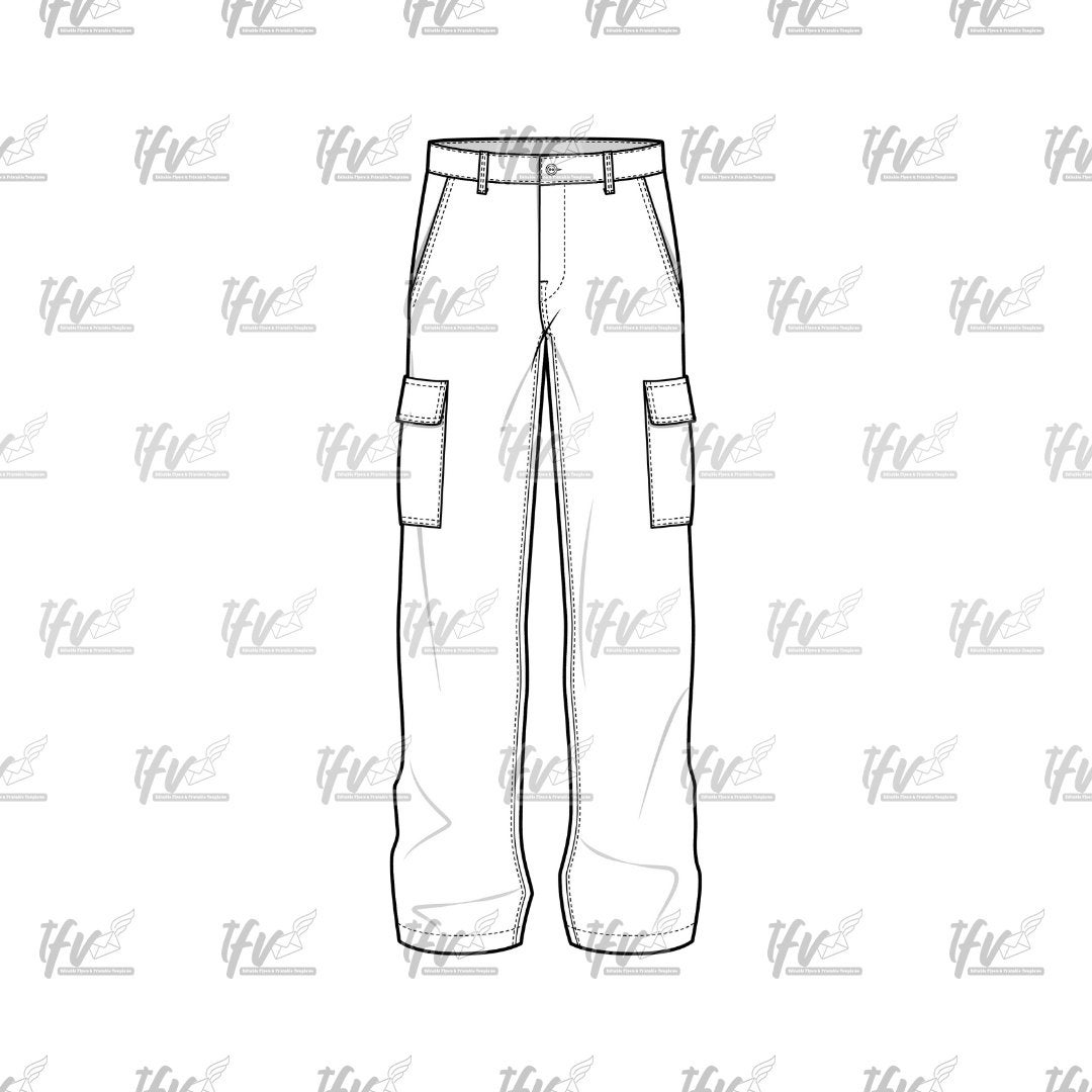 Work Pants, Cargo Pants Mockup, Apparel Mockup, Vector Illustration ...