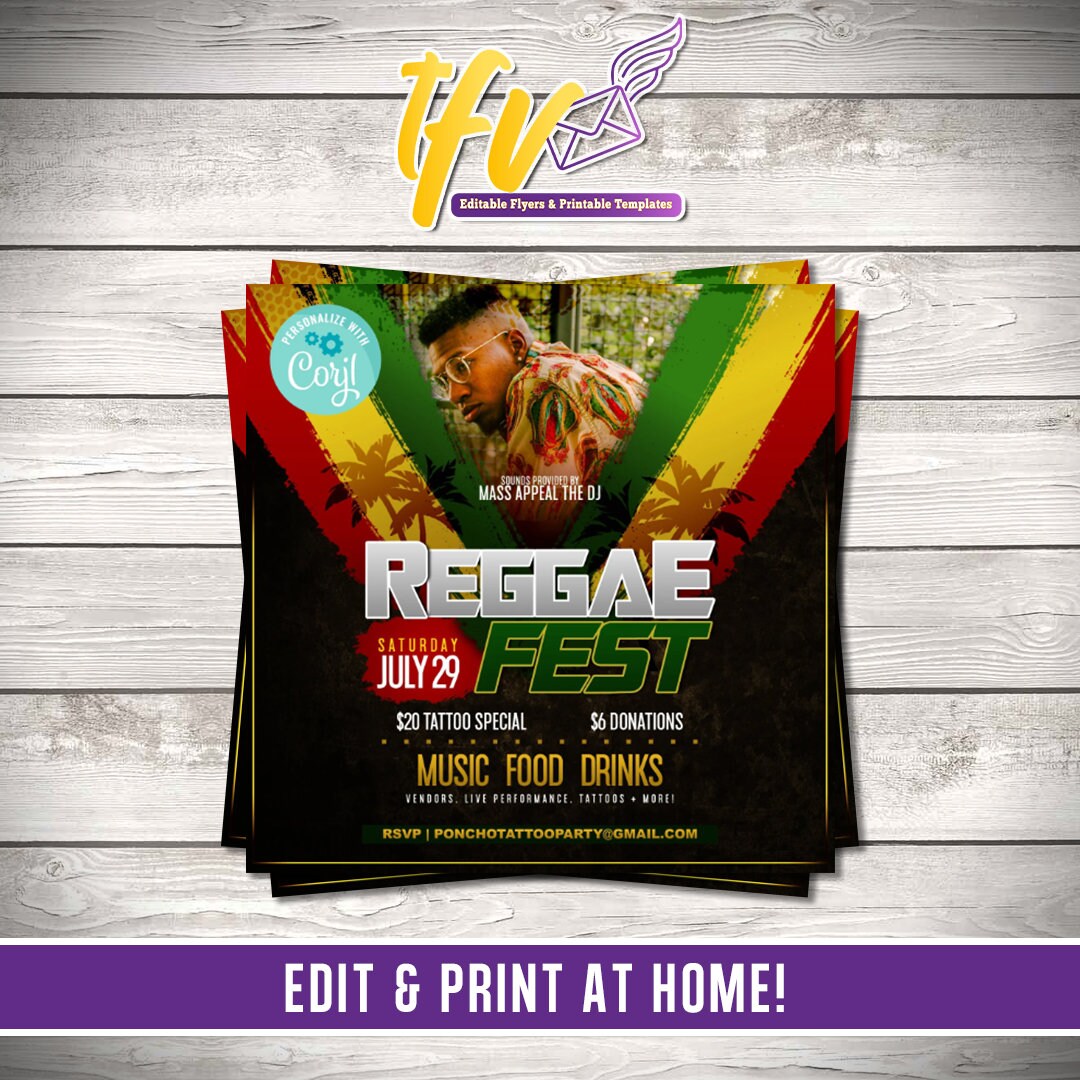 Invitación digital Reggae Fest Flyer, Reggae Party Flyer, Dancehall ...