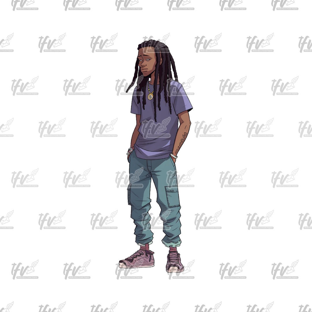 Rapper Png, Hip Hop Png, African Locs Cartoon, Rap Artist, Png ...