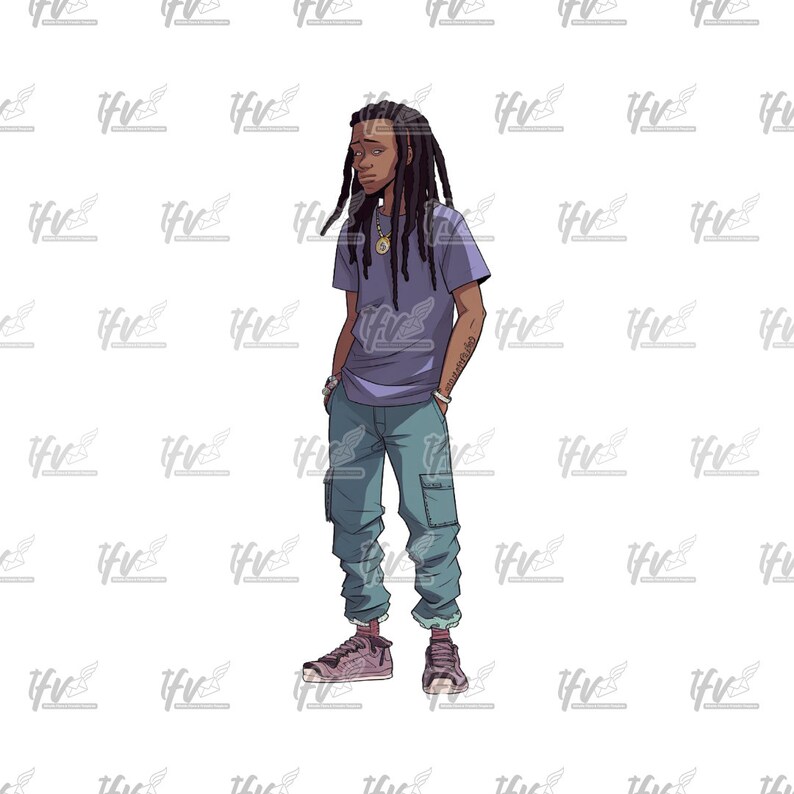 Rapper Png Hip Hop Png African Locs Cartoon Rap Artist - Etsy
