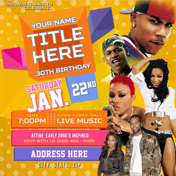 Digital Invitation 2000s Party Invitation 106 & Park Flyer - Etsy