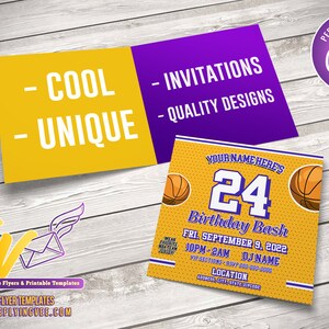 Digital Invitation Los Angeles Laker Theme Birthday Invitation ...