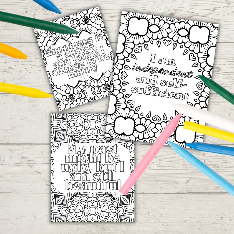 Self Care Coloring Pages for Adult Floral Mental Health - Etsy