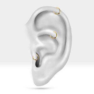 Helix Hoops With Solitaire Black Diamond Piercing in 14K Solid Gold ...