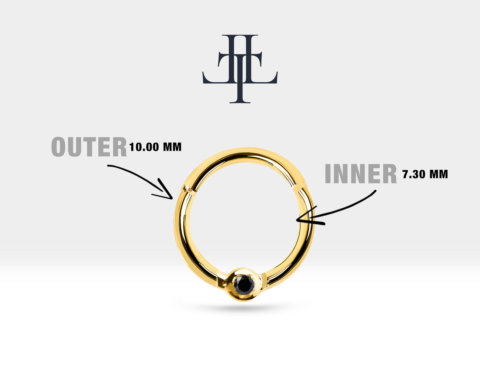 Helix Hoops With Solitaire Black Diamond Piercing in 14K Solid Gold ...