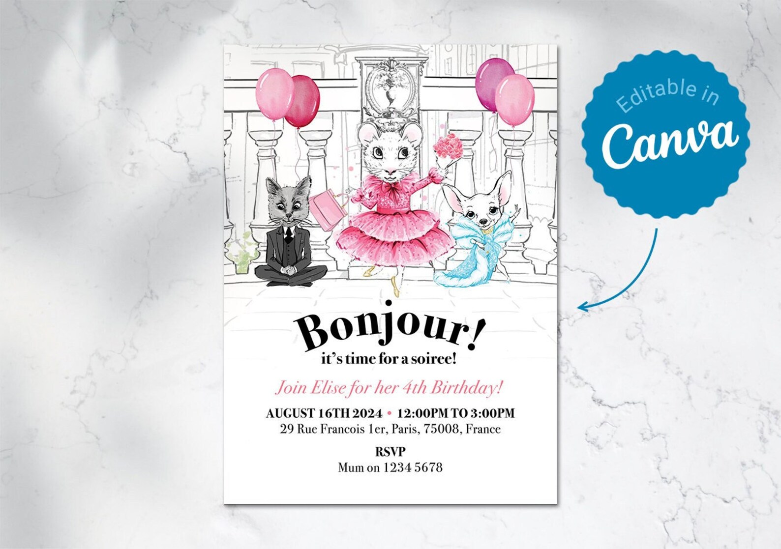Editable Kids Birthday Invitation | Cartoon | Invitation Template ...