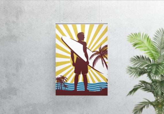 Surfer Wall Art Beach Wall Art Coastal Decor Ocean Wall | Etsy