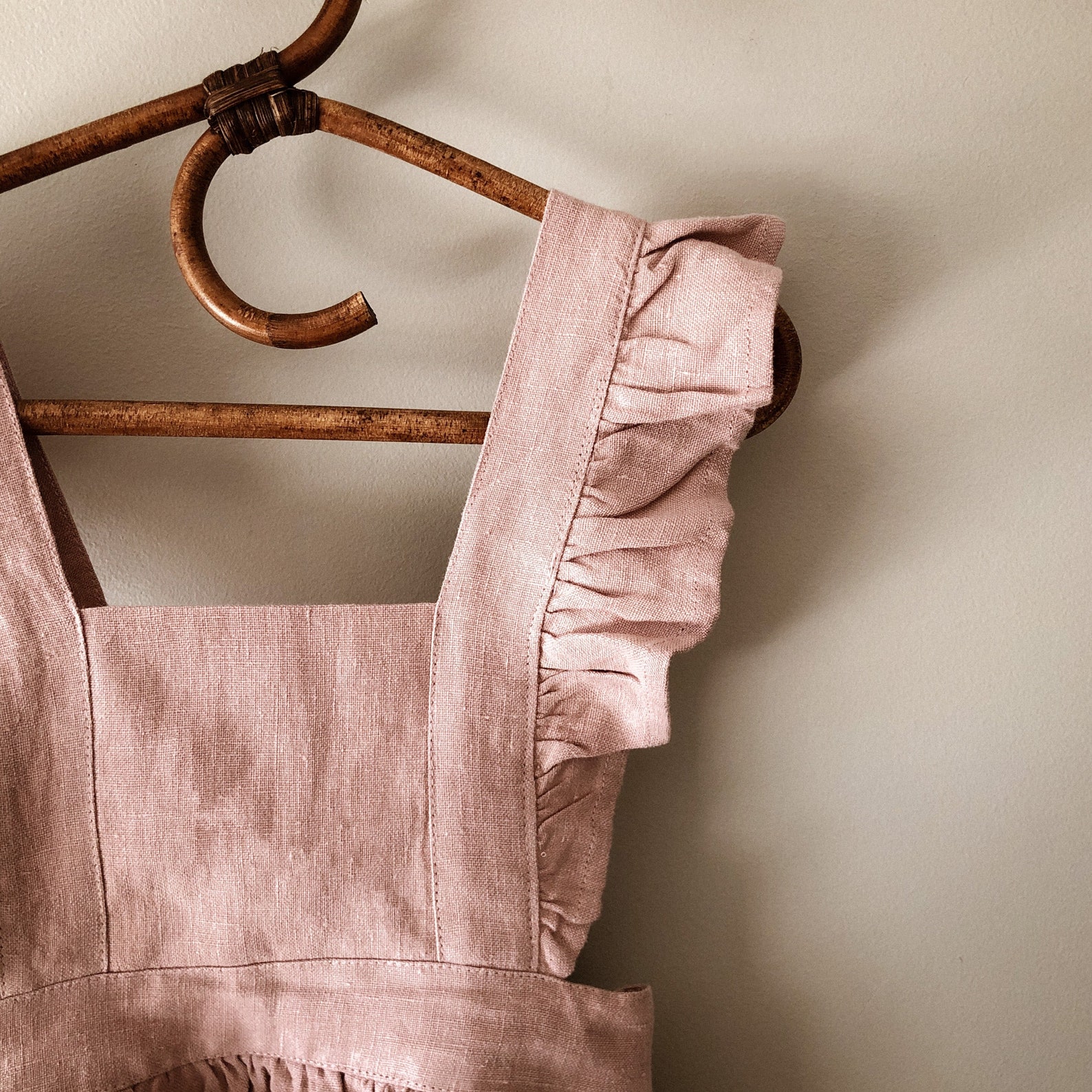 100% Linen Girls Pinafore Pinny Dress Mustard , Dusty Pink, Green and ...