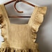 100% Linen Girls Pinafore Pinny Dress Mustard , Dusty Pink, Green and ...