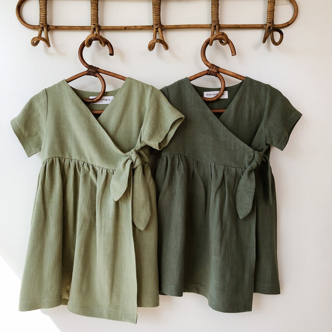 Girls Kids Short Sleeve Wrap Dress Sizes 1 - 7 Teal and Sage Flower ...