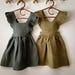 100% Linen Girls Pinafore Pinny Dress Mustard , Dusty Pink, Green and ...