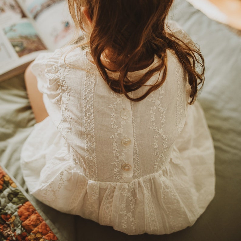 Vintage Inspired White Lace Girls Embroidered Dress for - Etsy
