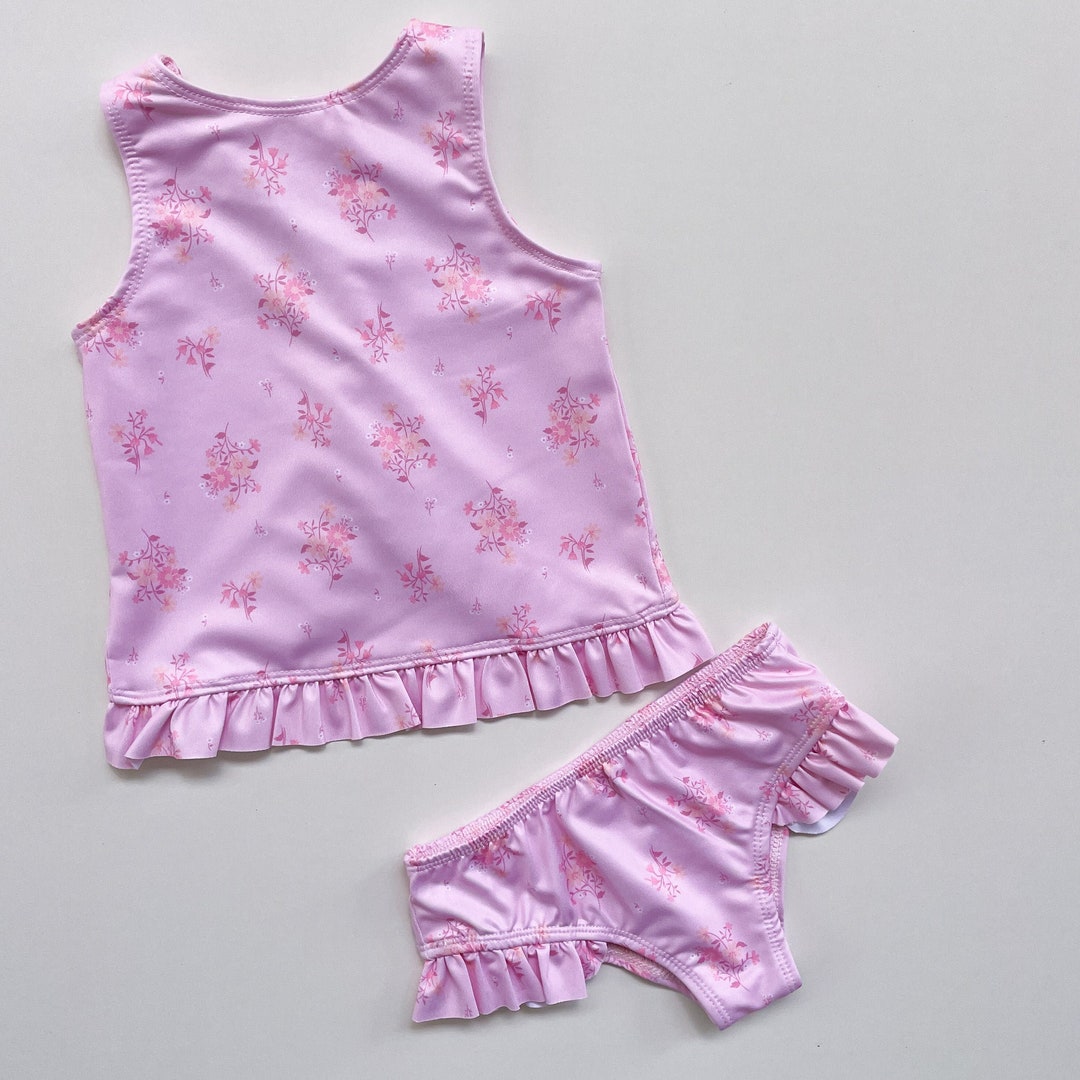 Girls Kid Child Toddler Fleur 2 Two Piece Ruffle Button Back Floral ...
