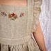 Embroidered Floral Embroidery 100% Linen Pinafore Pinny Dress for ...