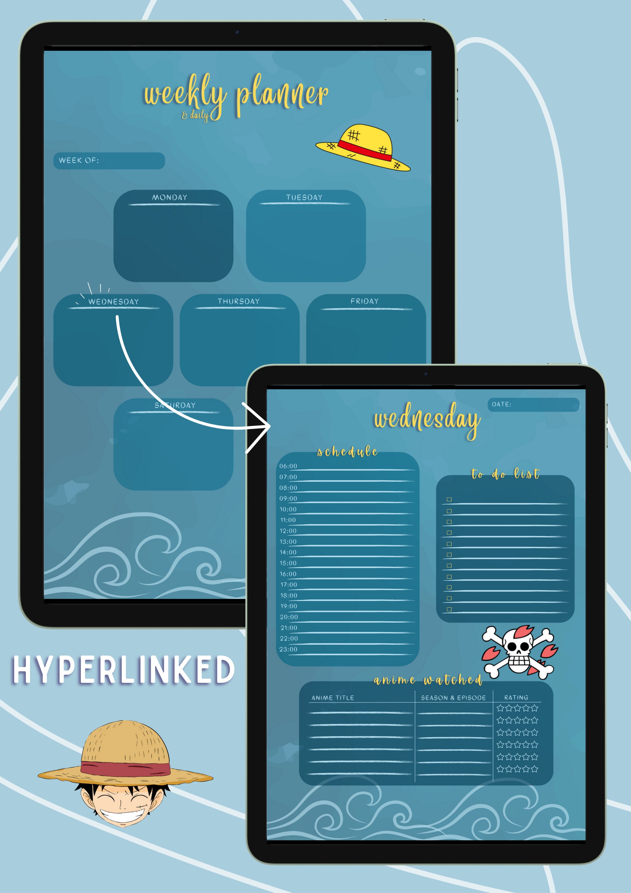 Simple Weekly & Daily One Piece Themed Digital Planner for Goodnotes ...