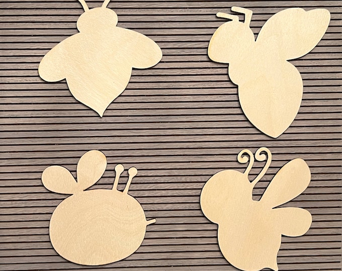 Wooden Bee Cutouts, Unfinished Wood Bees, Bee Wood Shapes, Insect ...