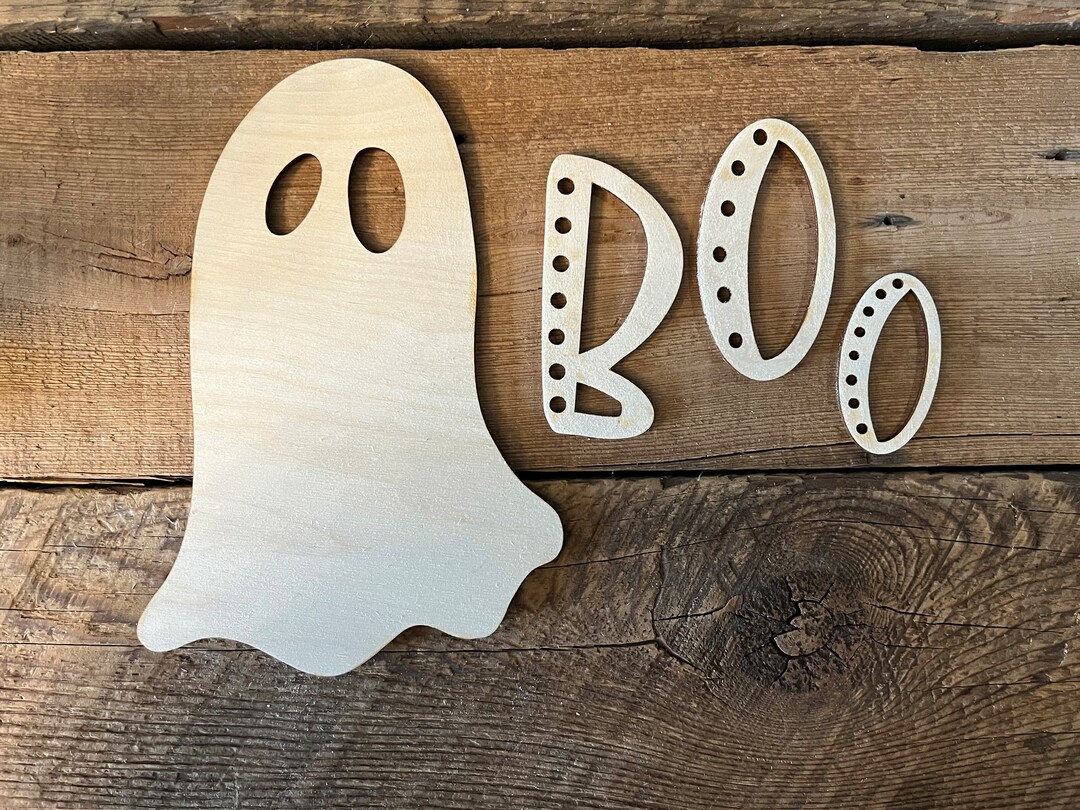 BOO Ghost Cutouts, Fall Wood Pieces, Ghost Wooden Cutout, DIY Halloween ...