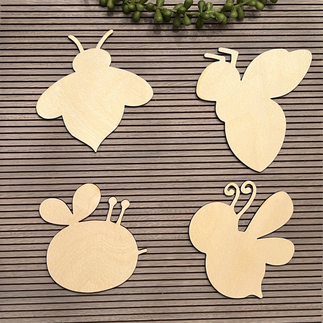 Wooden Bee Cutouts, Unfinished Wood Bees, Bee Wood Shapes, Insect ...