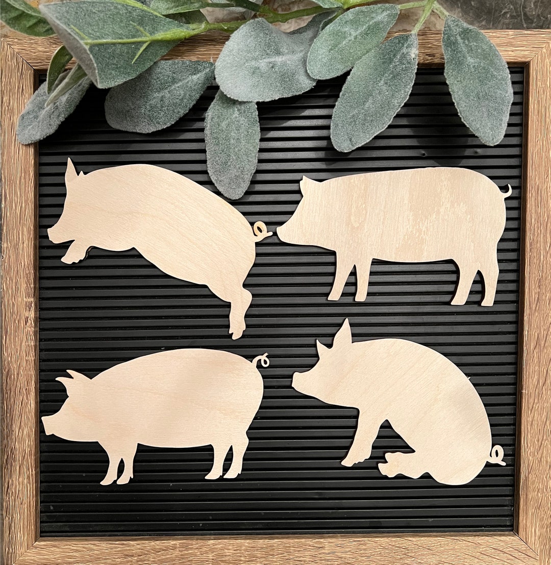 Wooden Pig Cutouts, Unfinished Wood Pig, Pig Wood Shapes, Farm Animal ...