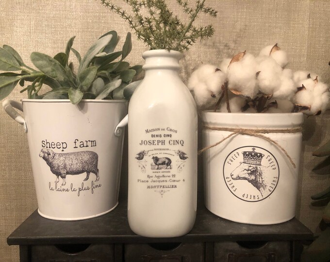 Farmhouse Transfer Decals, Sheep Transfer Decal, French Sheep Transfer ...