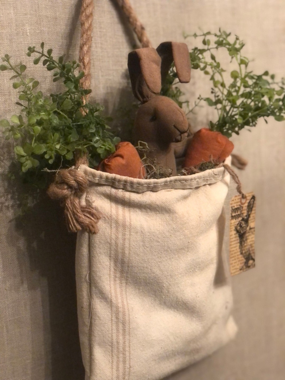 Bunny Rabbit in Bag Pattern, Spring Sewing Pattern, Cloth Bunny Pattern ...