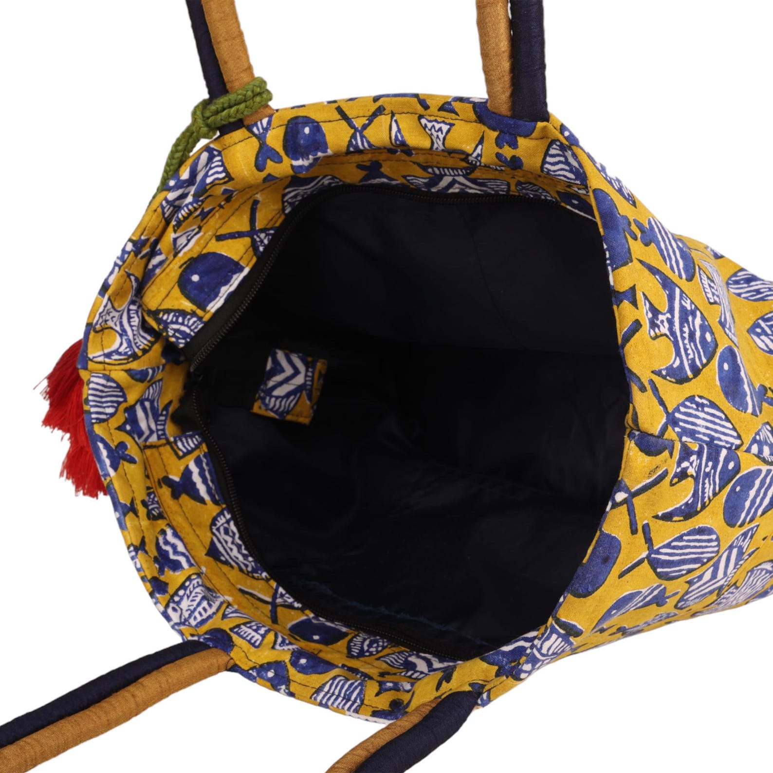 Indha Hand Block Printed Cotton Shoulder Bag Yellow Handbag Eco ...