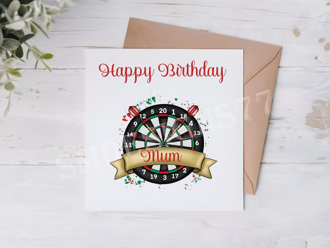 Darts Happy Birthday Card | Darts Card | Darts Mum| Darts Player ...