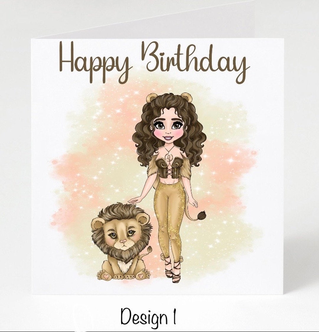 Leo Birthday Card Leo Star Sign Card Leo Star Sign Birthday Card Zodiac ...