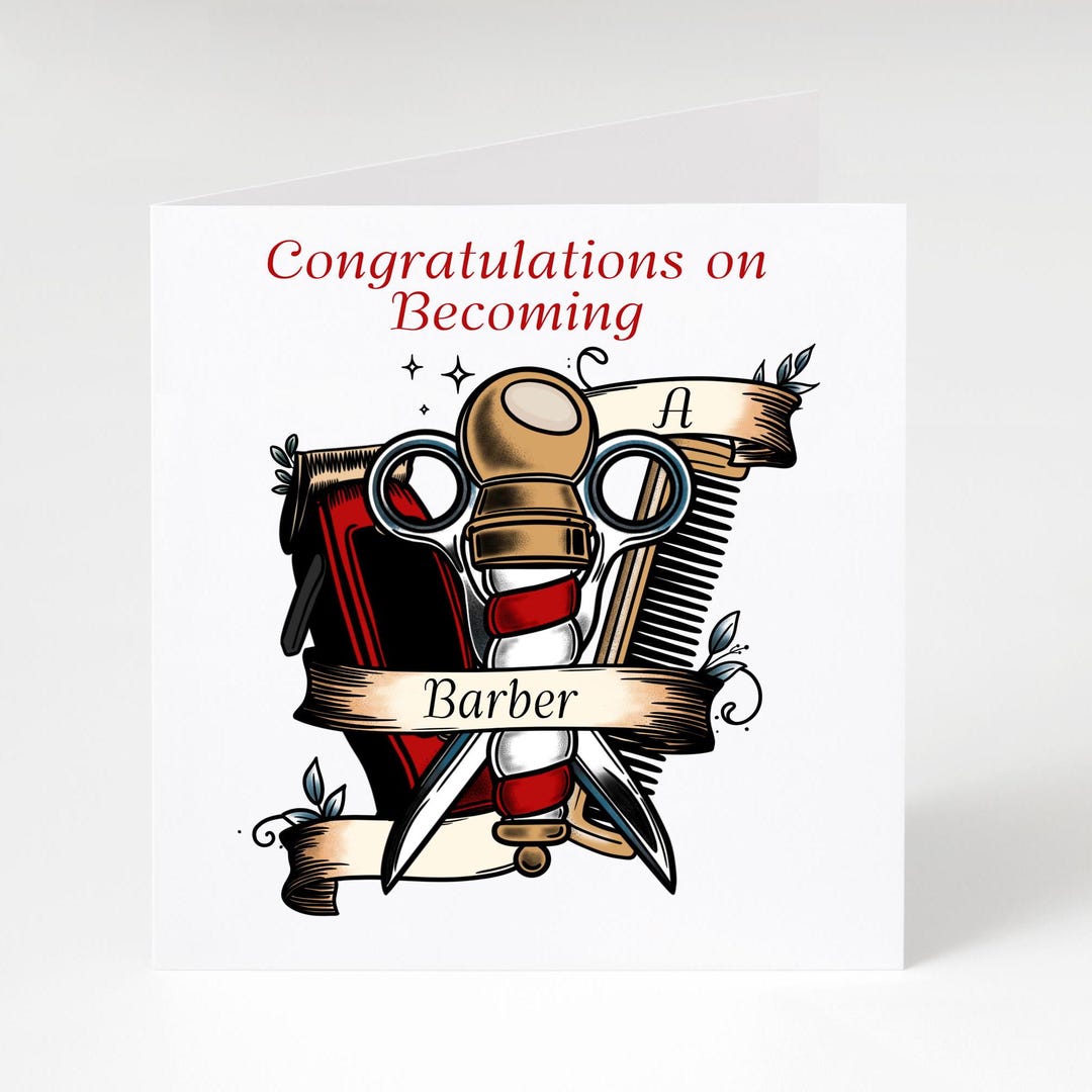 Congratulations on Becoming a Barber Card | Baber Shop | Personalised ...