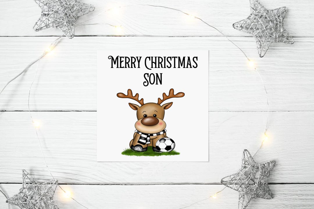 Personalised Football Christmas Card Football Reindeer Card Christmas ...