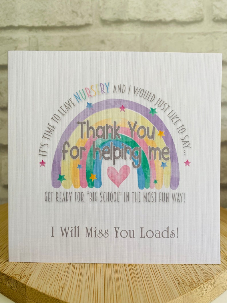 Personalised Thank You Nursery Card Thank You Preschool Card - Etsy UK