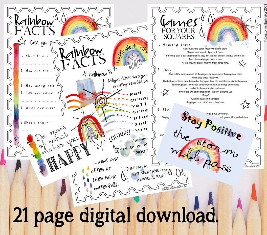 KIDS Rainbow Activity Pack. Instant Digital Download PDF. Fun - Etsy