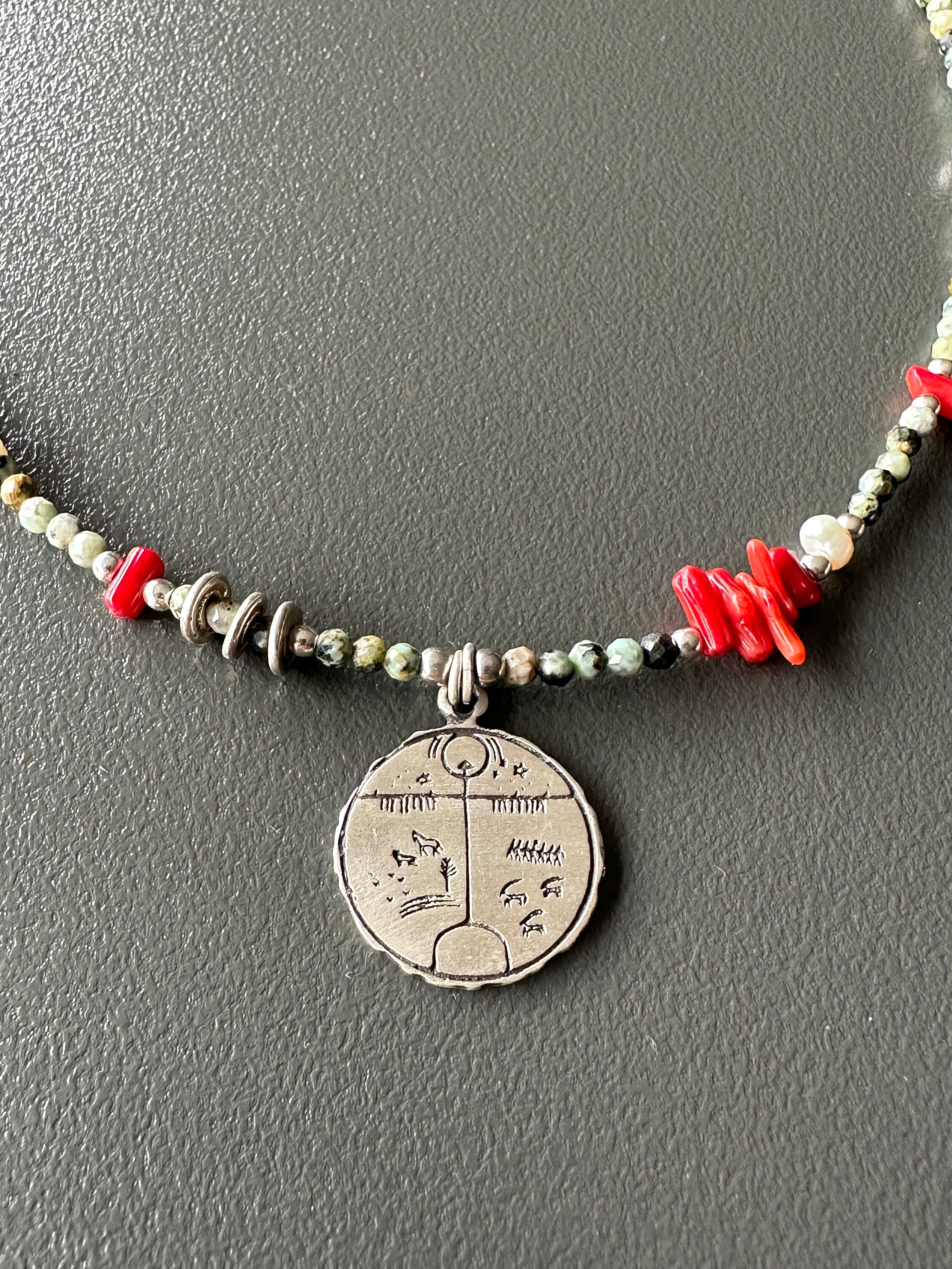 Shaman Necklace With Turquoise Stone, Shaman Drum Neclace, Ancient ...