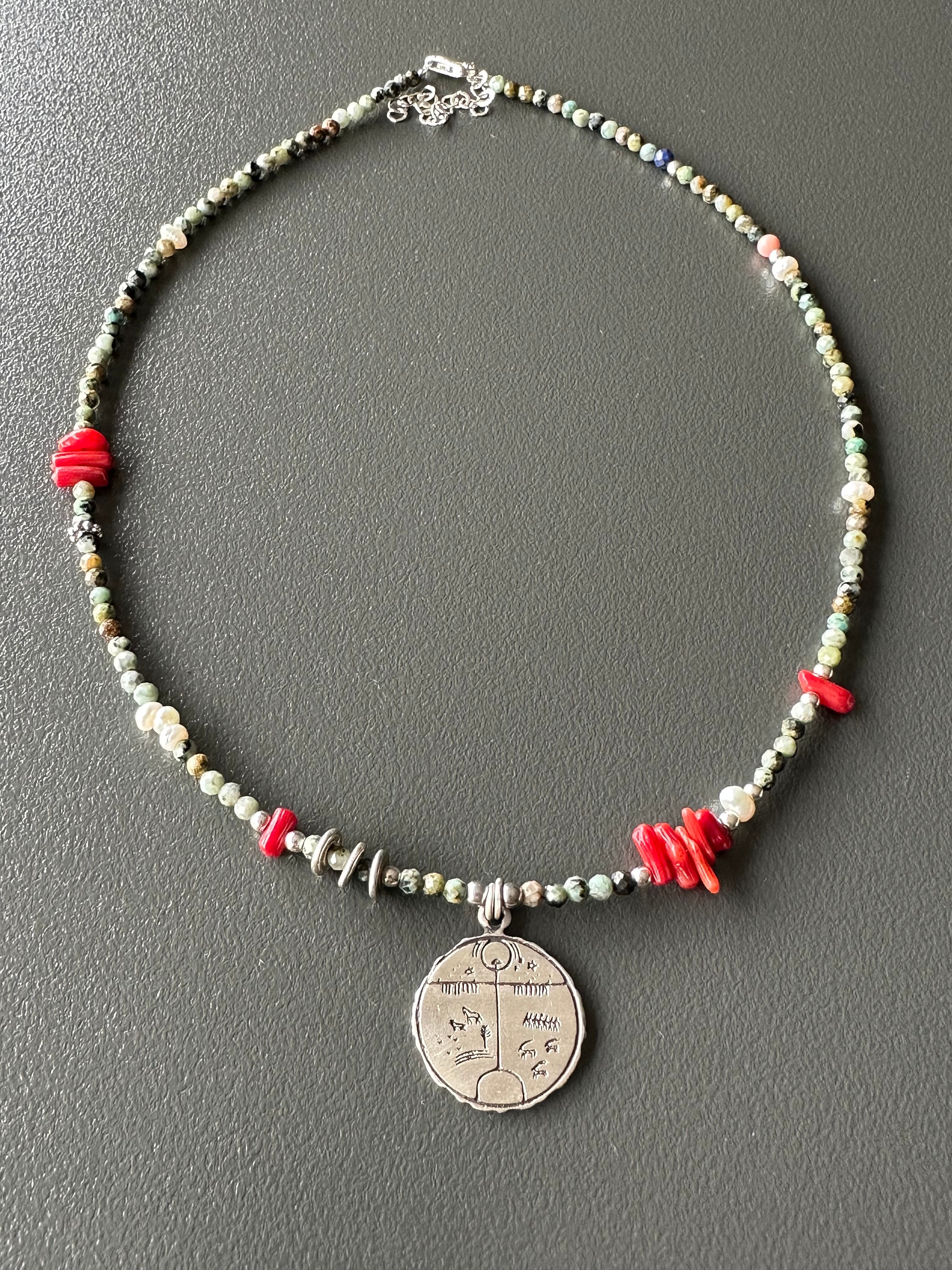 Shaman Necklace With Turquoise Stone, Shaman Drum Neclace, Ancient ...