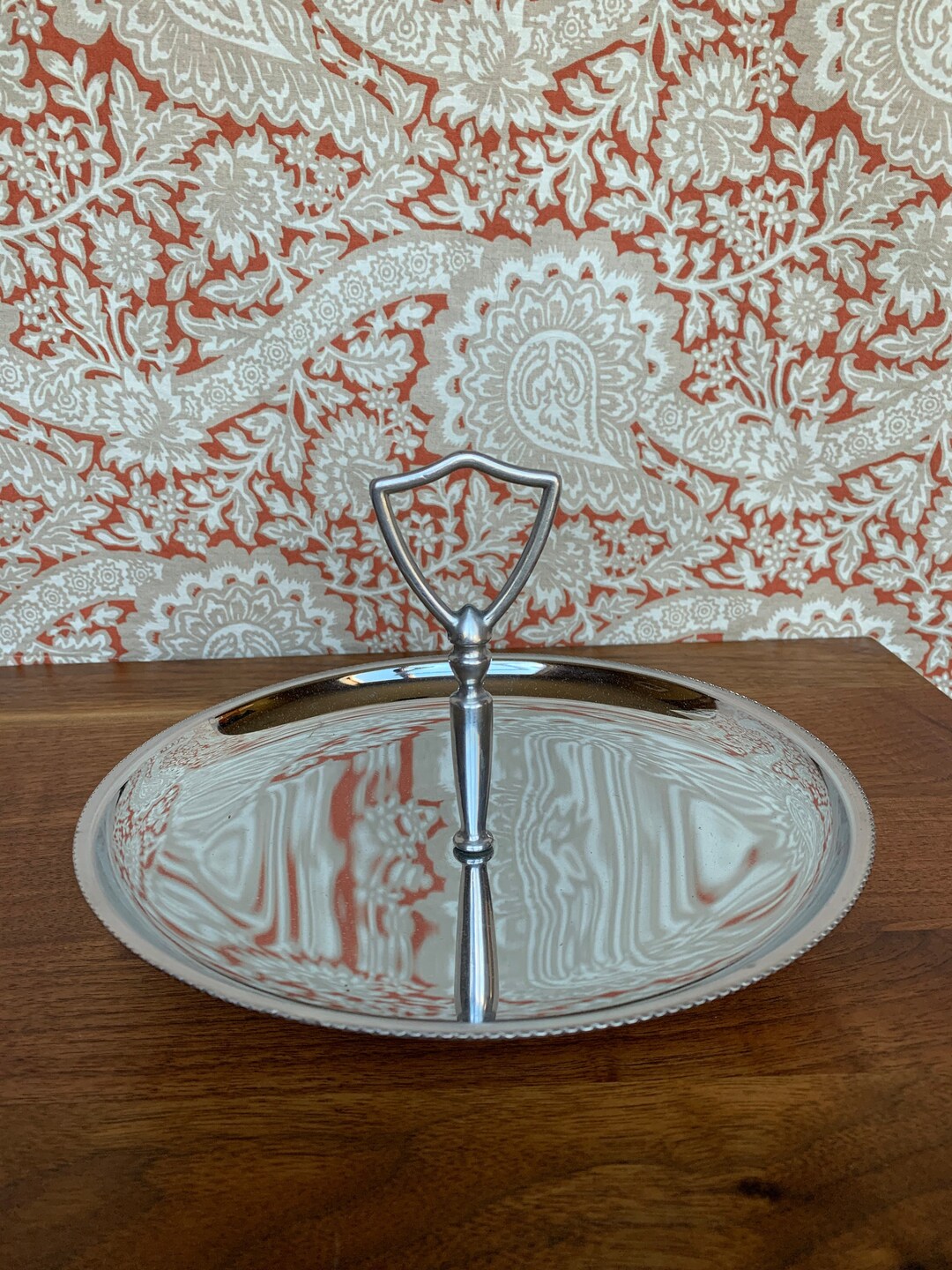 Vintage Round Chrome Tidbit Tray Decorative Edging Mid - Etsy
