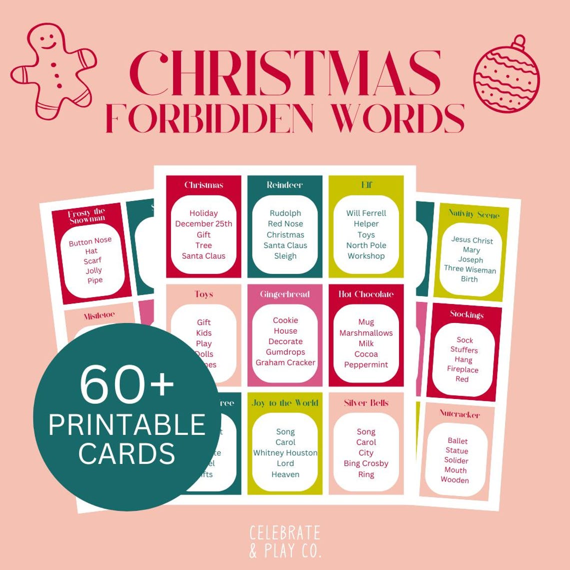 Christmas Forbidden Words Game, Christmas Activity for Kids and Adults ...