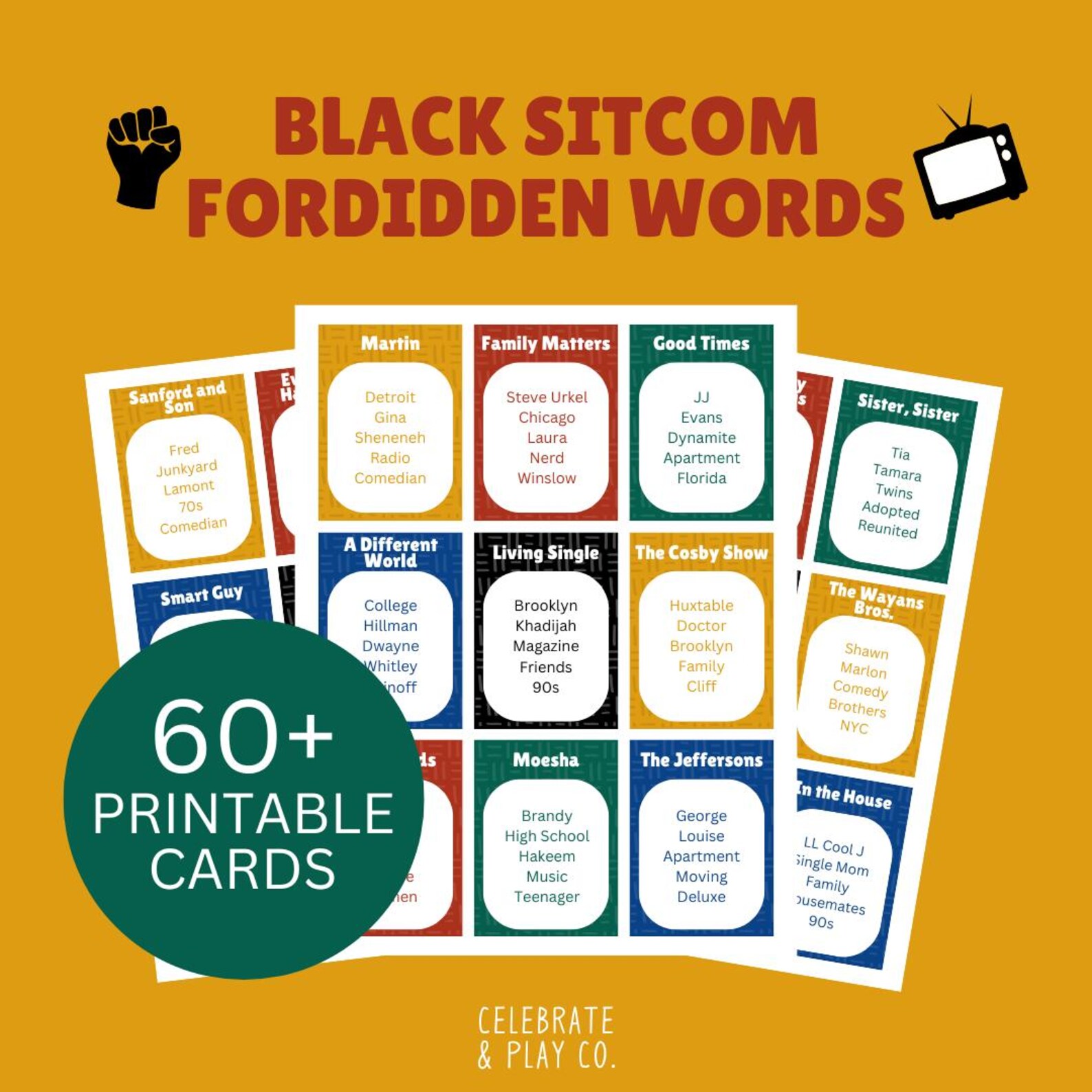 Black Sitcom Forbidden Words Game, Black Culture Activity for Kids and ...