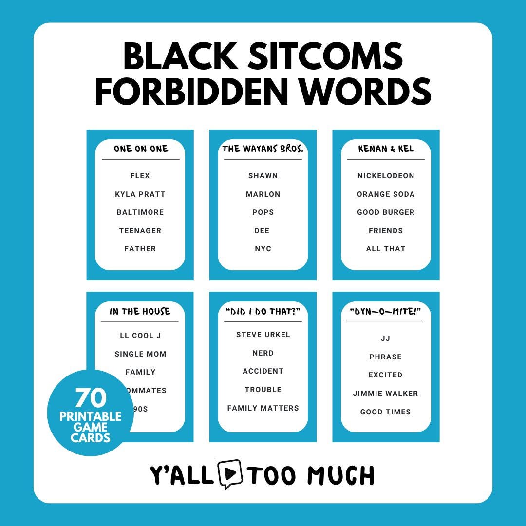 Black Sitcom Forbidden Words Game, Black Culture Activity for Kids and ...