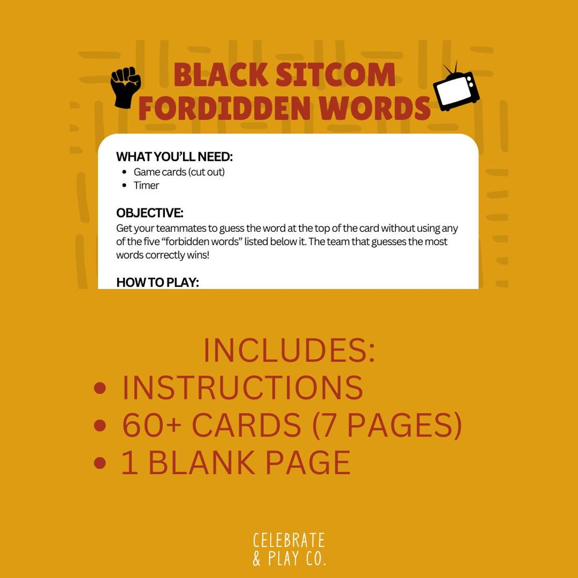 Black Sitcom Forbidden Words Game, Black Culture Activity for Kids and ...