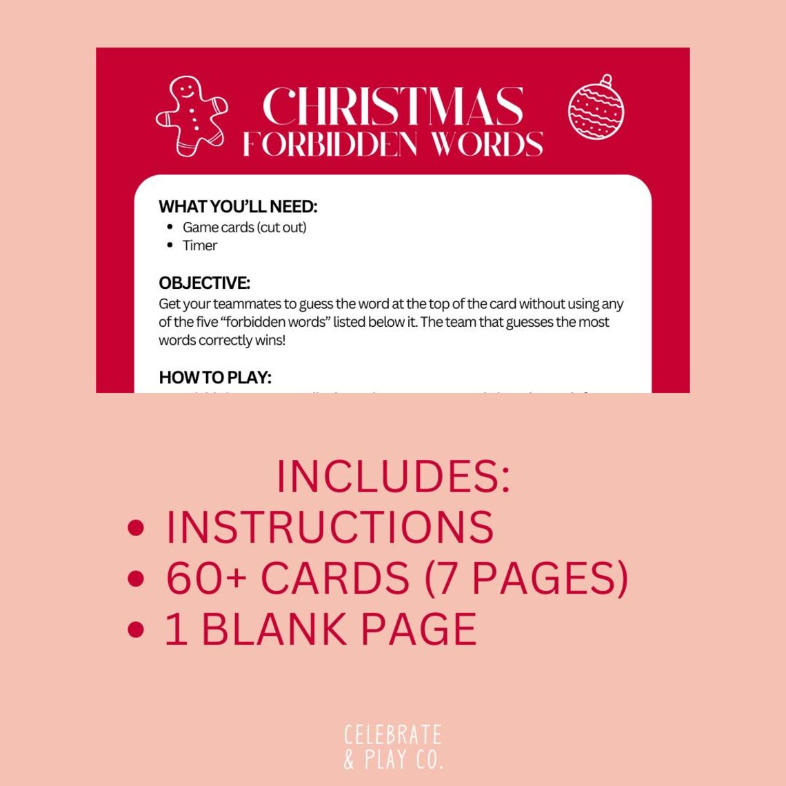 Christmas Forbidden Words Game, Christmas Activity for Kids and Adults ...