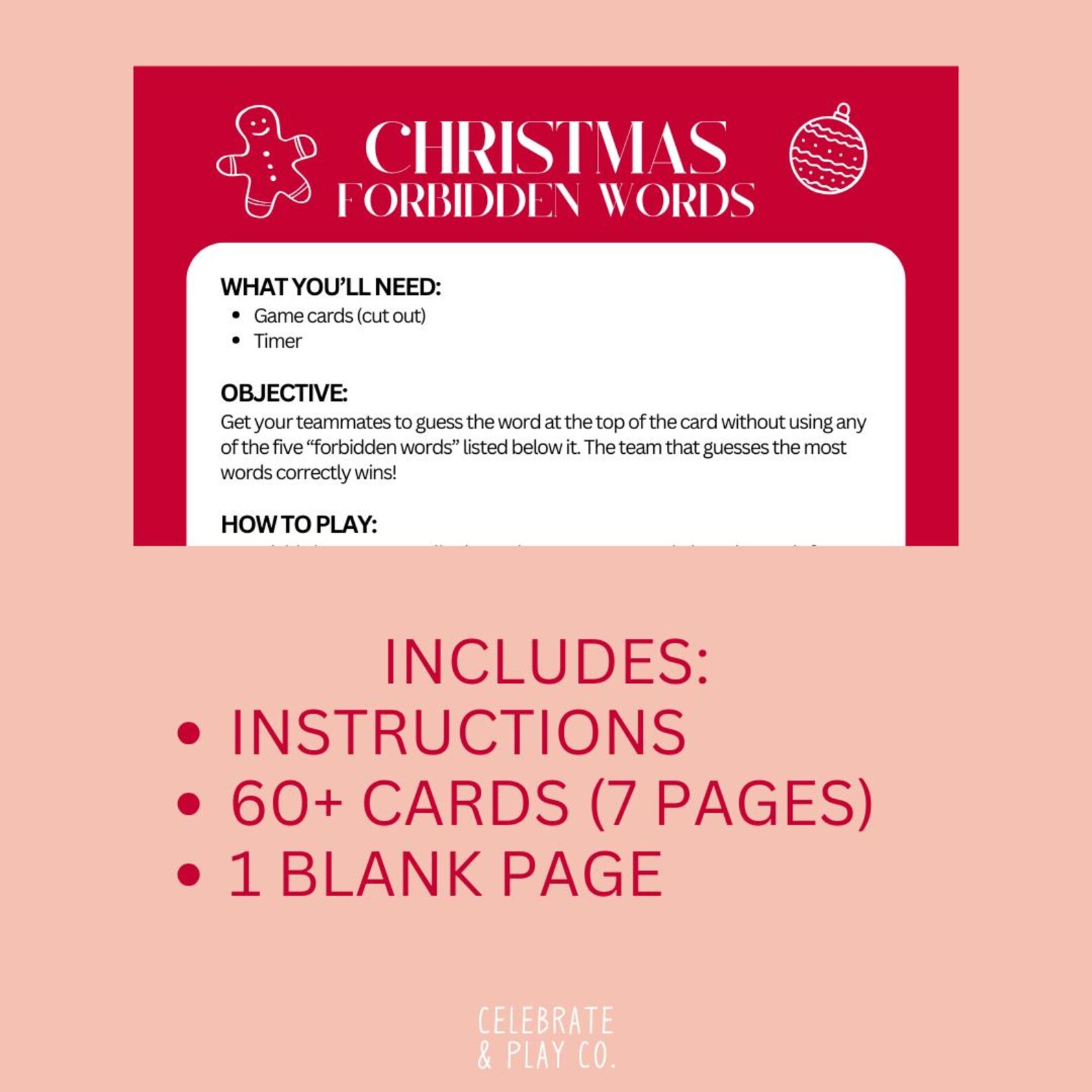 Christmas Forbidden Words Game, Christmas Activity for Kids and Adults ...